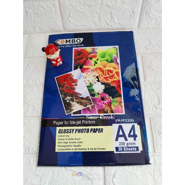 Jual 1 pak = 20 lembar!!230gsm!!Glossy photo paper Combo/glossy photo ...