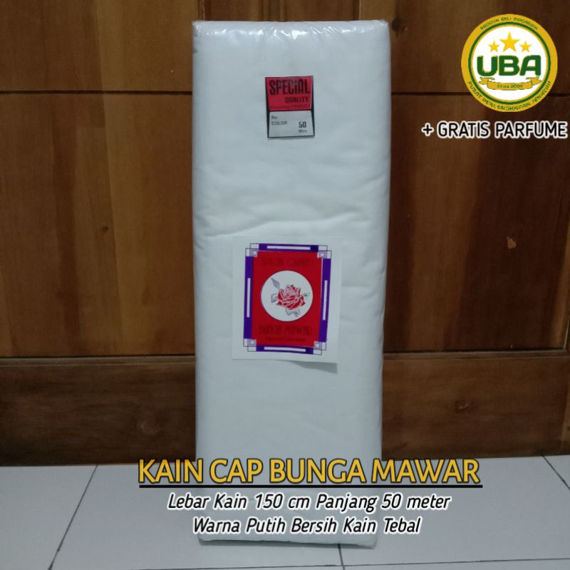 Jual Kain Kafan Mori Kapan Cap Bunga Mawar Bahan poly Tc lebar 150cm x ...