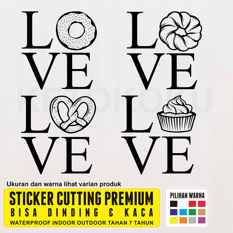 Jual Stiker DInding Kaca Pastry Kafe Bakery Cake Shop Love Sticker ...