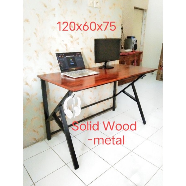 Jual Meja komputer gaming modern minimalis besi kayu industrial ...