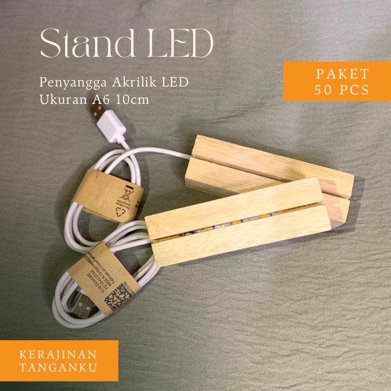 Jual (paket 50pcs) stand akrilik led A6 / penyangga akrilik kayu ...