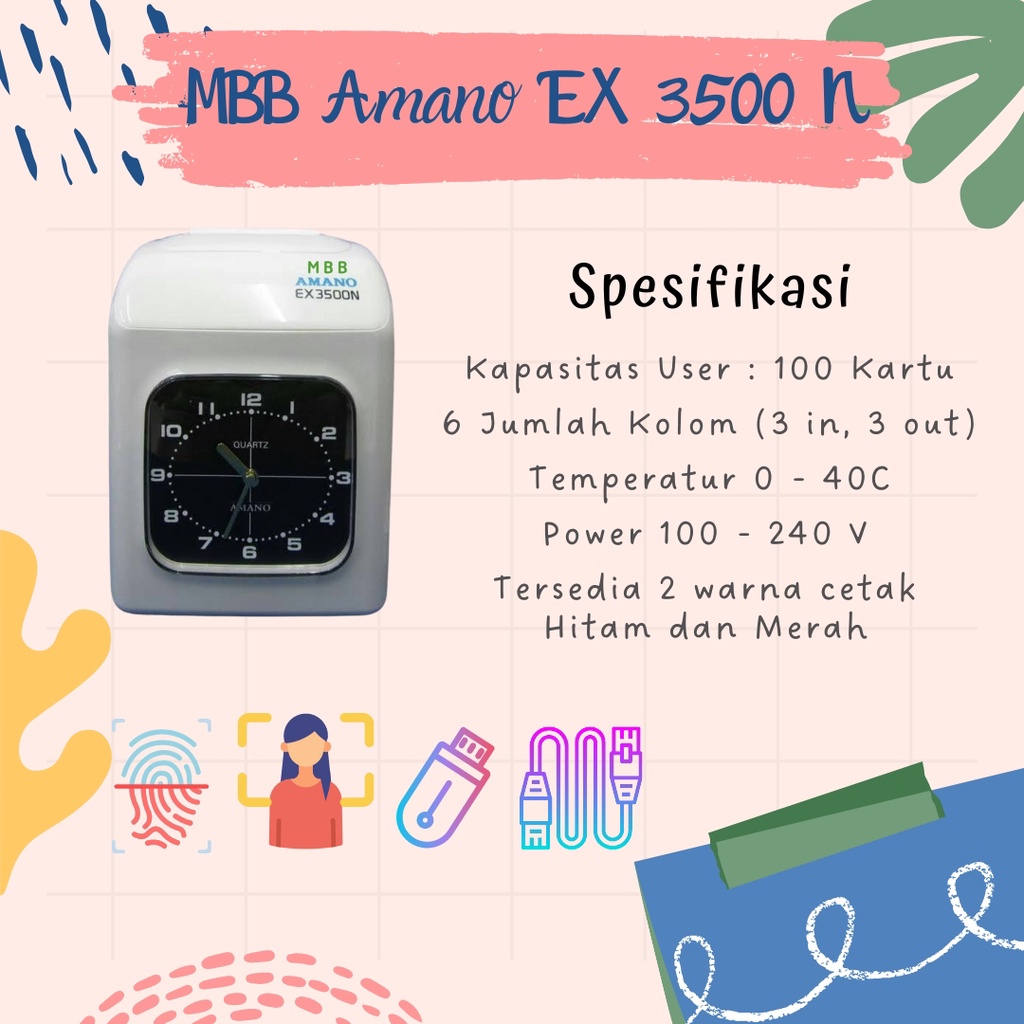Jual Mesin Absensi Check Lock / Ceklok MBB Amano EX 3500N | Shopee ...