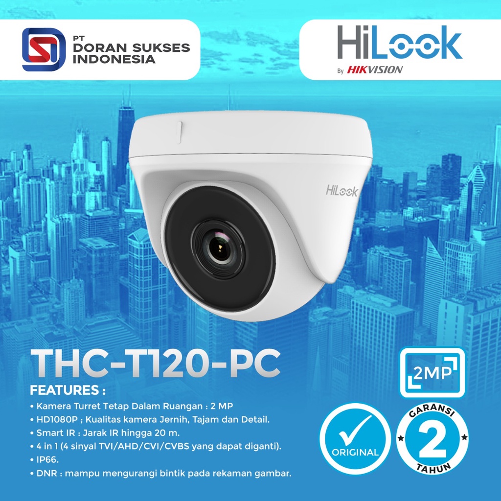 Jual Kamera CCTV 2MP Hilook THC-T120-PC Indoor Fixed Turret Camera ...