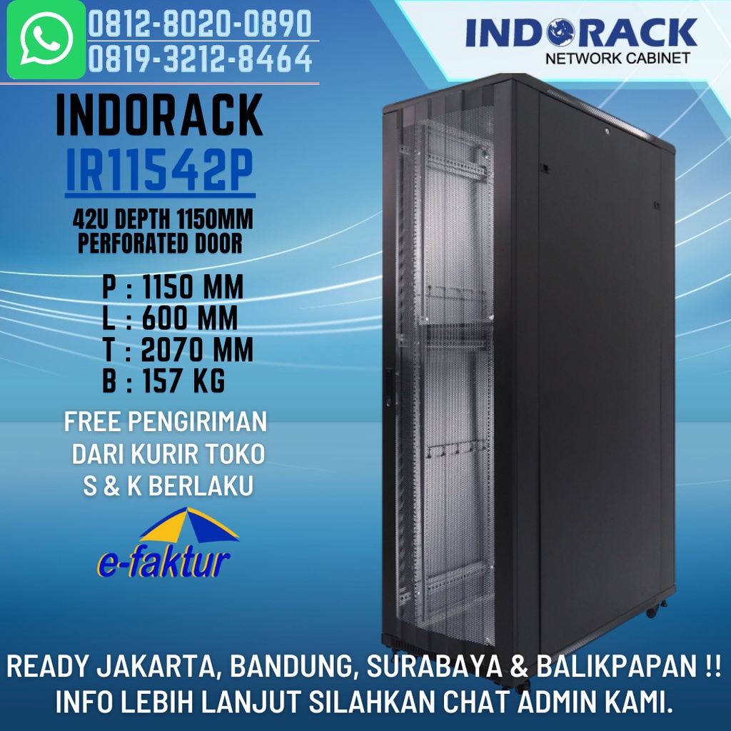 Jual INDORACK IR11542P CLOSE RACK 42U DEPTH 1150MM PERFORATED DOOR | Shopee Indonesia