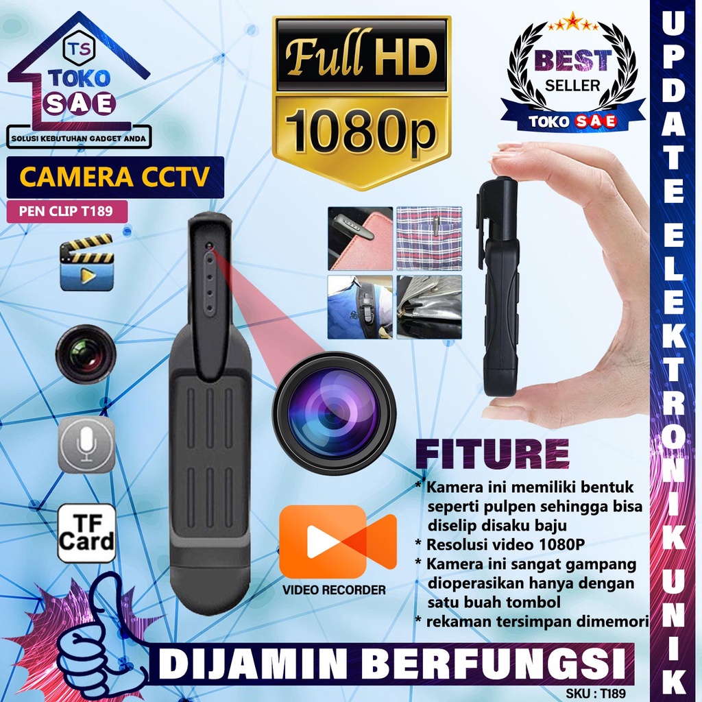 Jual Camera Mini Pen Clip T189 HD 1080p Kamera Spy Mata Mata Bentuk ...