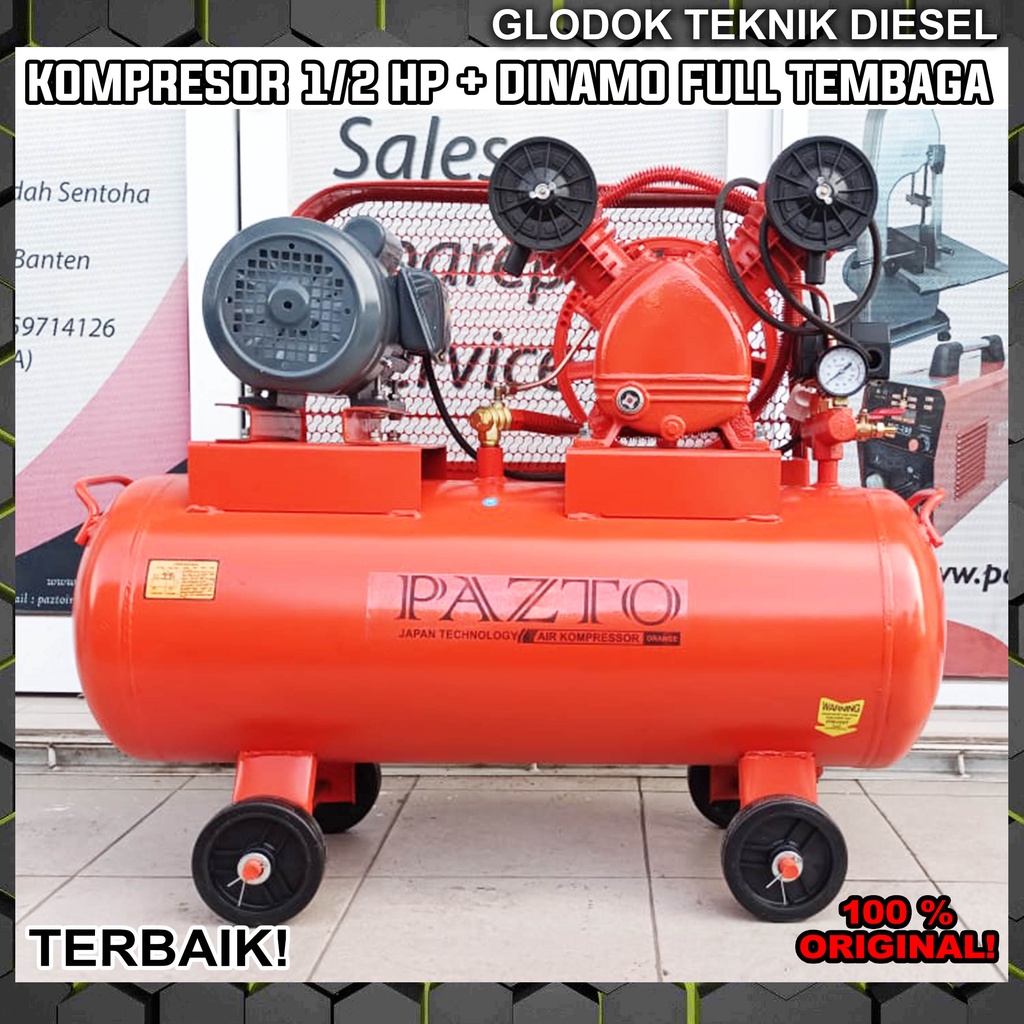 Jual PAZTO Kompresor Angin 1/2 HP + Dinamo Full Tembaga 0.5 HP Compressor | Shopee Indonesia