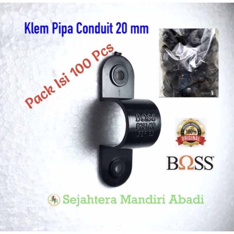 Jual Klem Boss 20mm Pipa Listrik Hitam Clamp Conduit Pack Isi 100 Pcs ...