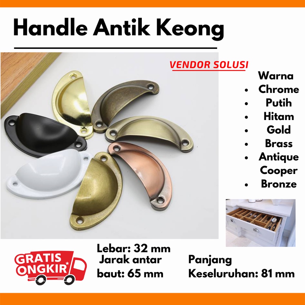 Jual Handle Tarikan Laci Antik Model Keong Rak Nakas Cup Handle Unik ...