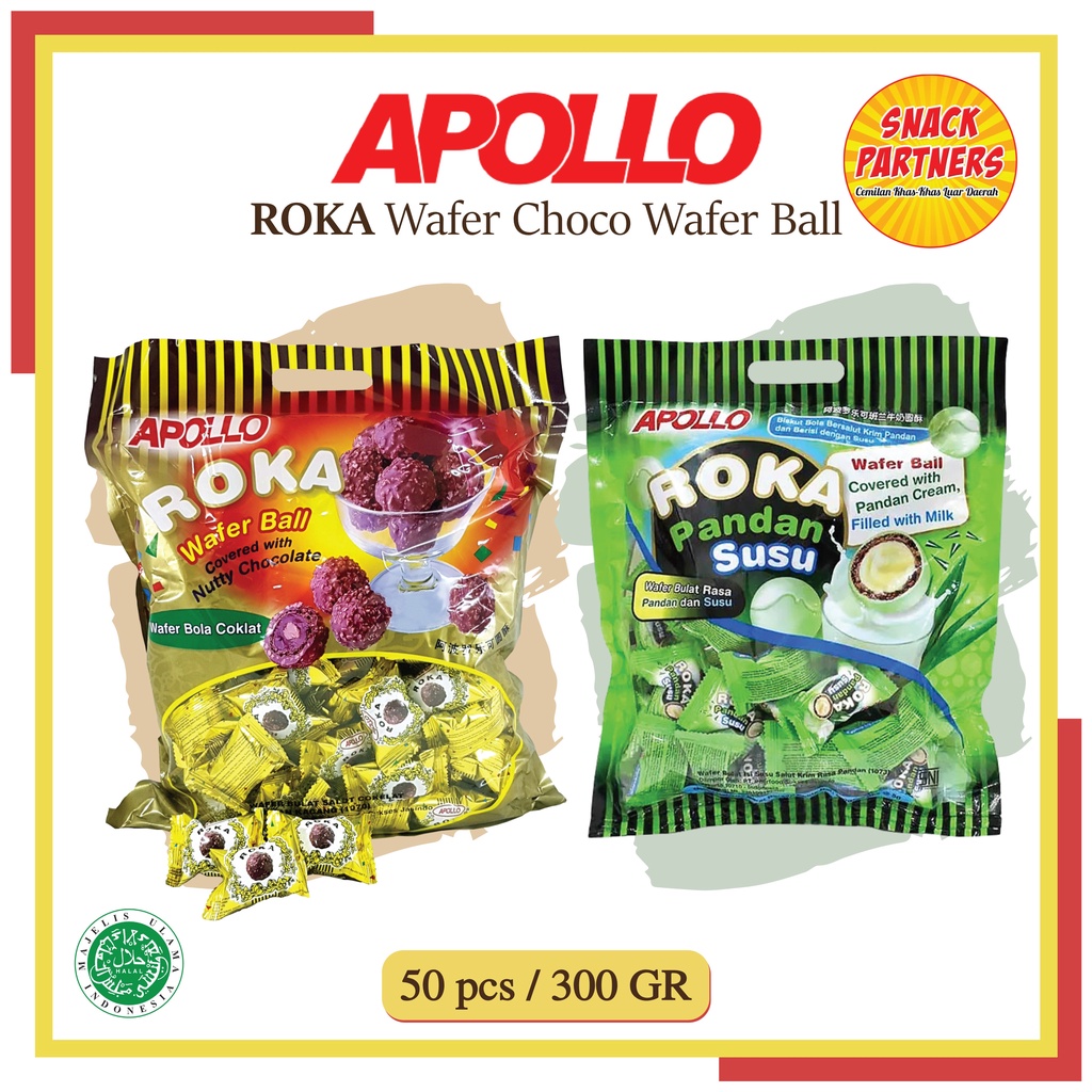 Jual APOLLO Roka Choco Wafer Ball 50 PCS / 300 GR - Wafer Bola ...