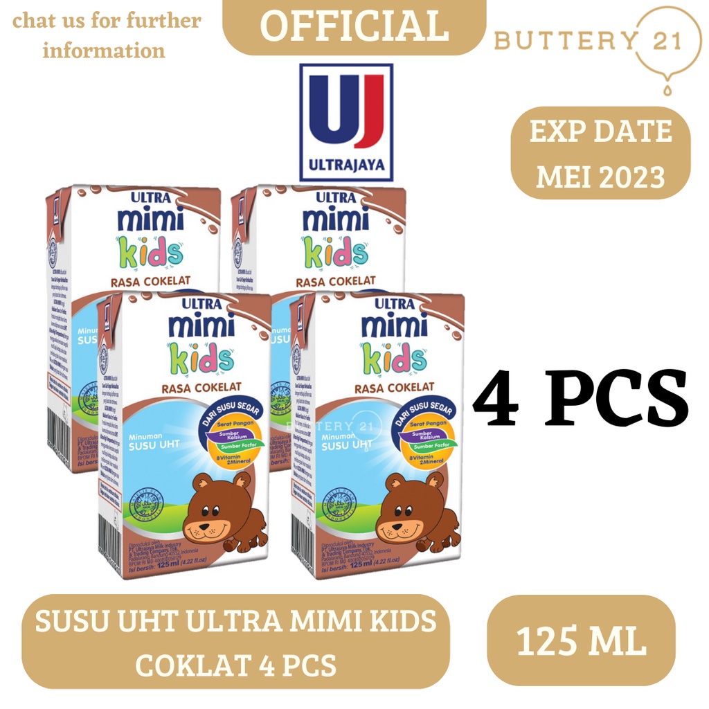 Jual ULTRA MIMI KIDS COKELAT SUSU UHT COKLAT 4 X 125 ML ULTRAMILK CHOCOLATE | Shopee Indonesia