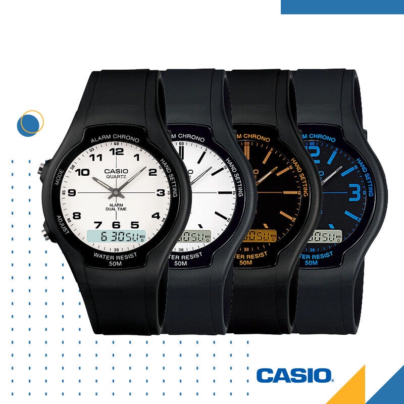 Jual [PROMO] Jam Tangan Casio AW-90H 2B 7B 7E 9E Dual Time Analog ...