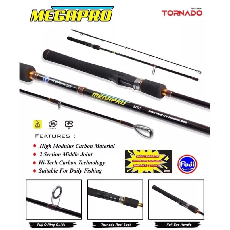 Jual Joran Pancing Tornado Megapro 168 180 Material Carbon Solid Ring ...