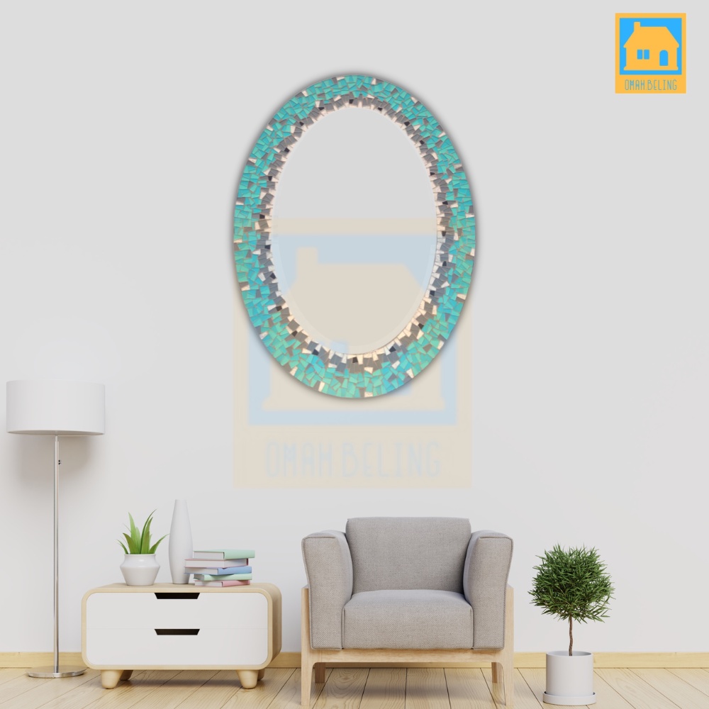 Jual Kaca Cermin Oval Mozaik / Ukuran 60cm x 80cm / Cermin Kaca Hias ...