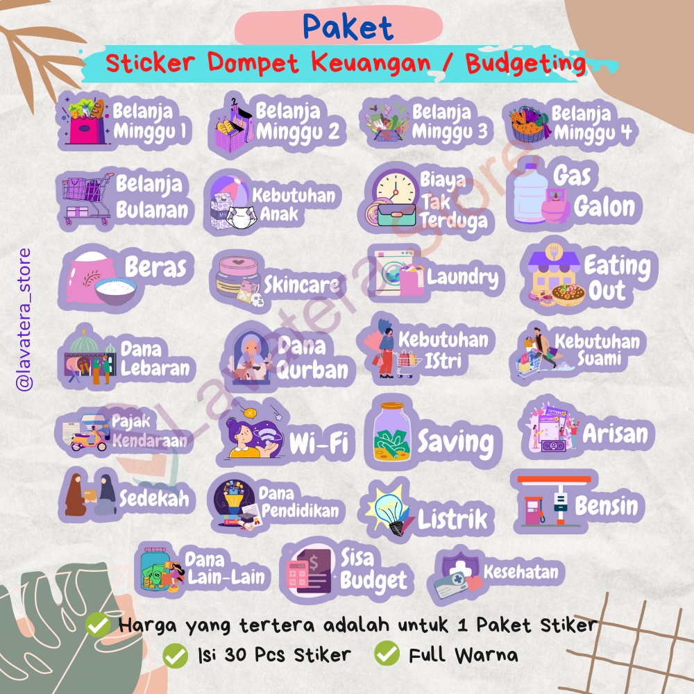 Jual LS - Stiker Dompet Keuangan/Stiker Budgeting/Stiker Dompet ...
