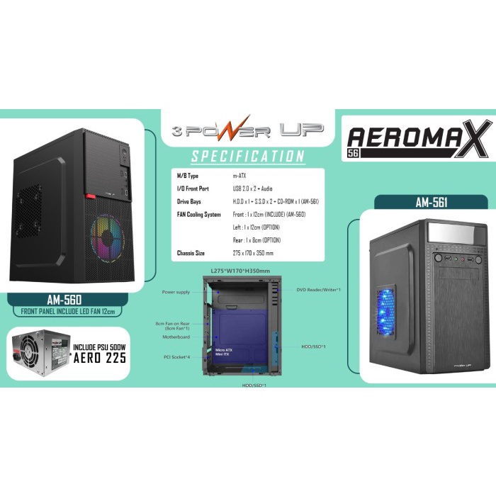 Jual CASING POWERUP AEROMAX 560 561 WITH PSU 500W | Shopee Indonesia