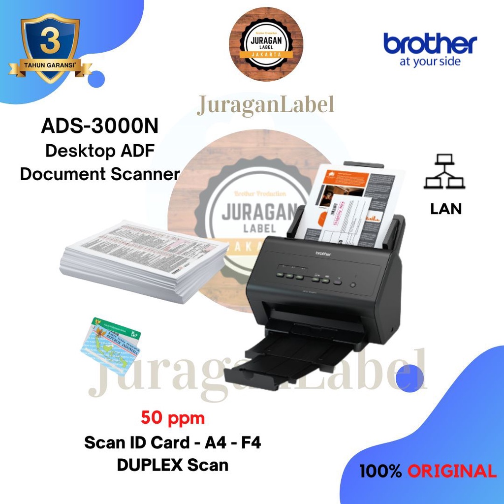 Jual Scanner Brother ADS-3000N High Speed Network + ADF Garansi Resmi ...