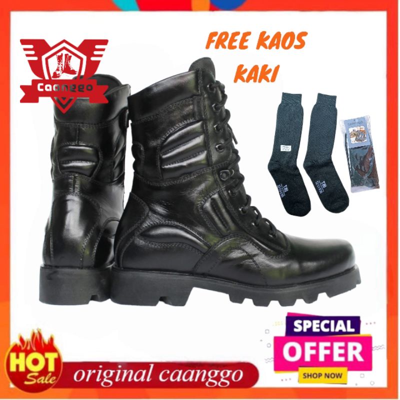 Jual SEPATU PDL KULIT hitam boots TNI komando militer original cannggo ...