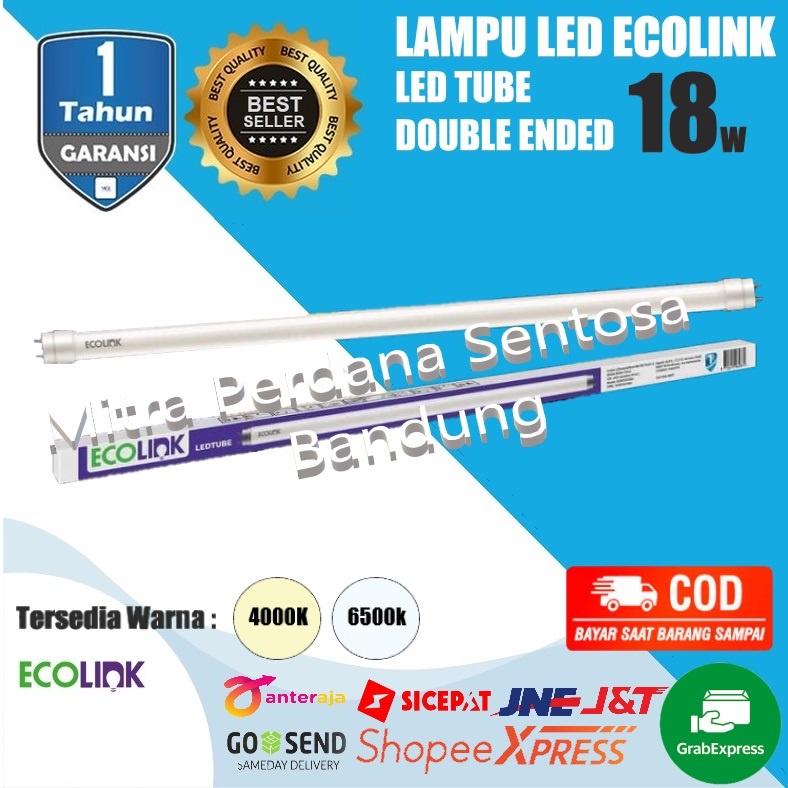 Jual Lampu TL LED Tube ECOLINK Tabung T8 18 Watt 1200mm 18W 18Watt 18W Putih 6500K Kuning 4000K ...