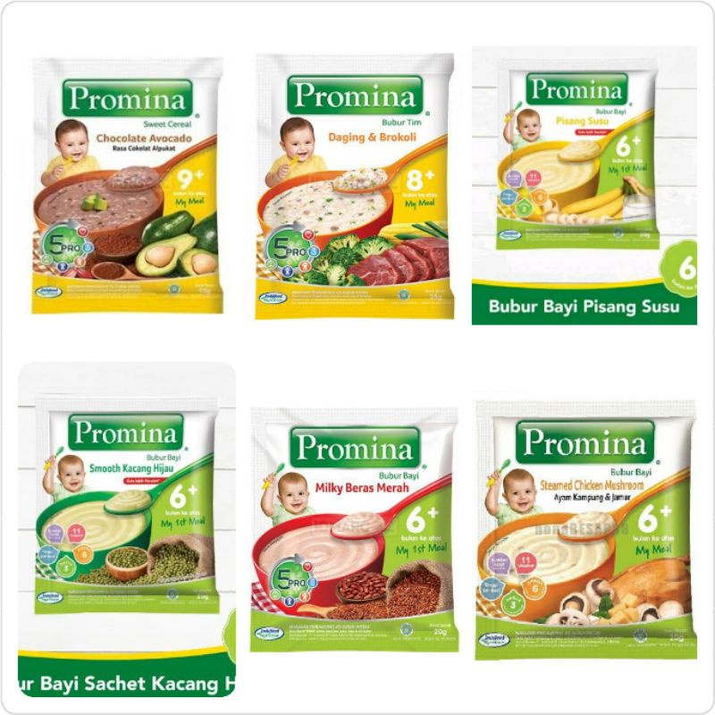 Jual Promina BC Sachet 6m+ 8m+ 9m+ bubur bayi Pisang susu kacang hijau ...