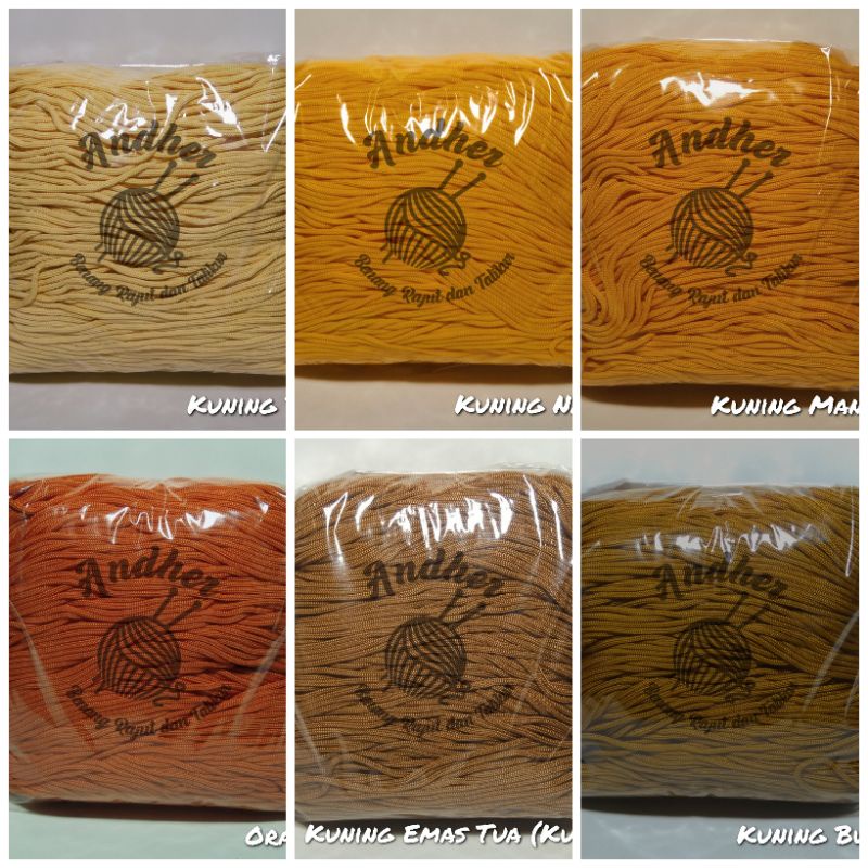 Jual Talikur warna tali kur 3mm KUNING ORANGE bahan Polyester 250 gram ...