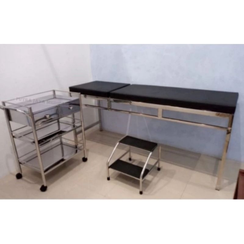 Jual meja periksa pasien Stainless / trolley instrument 3 rak laci ...