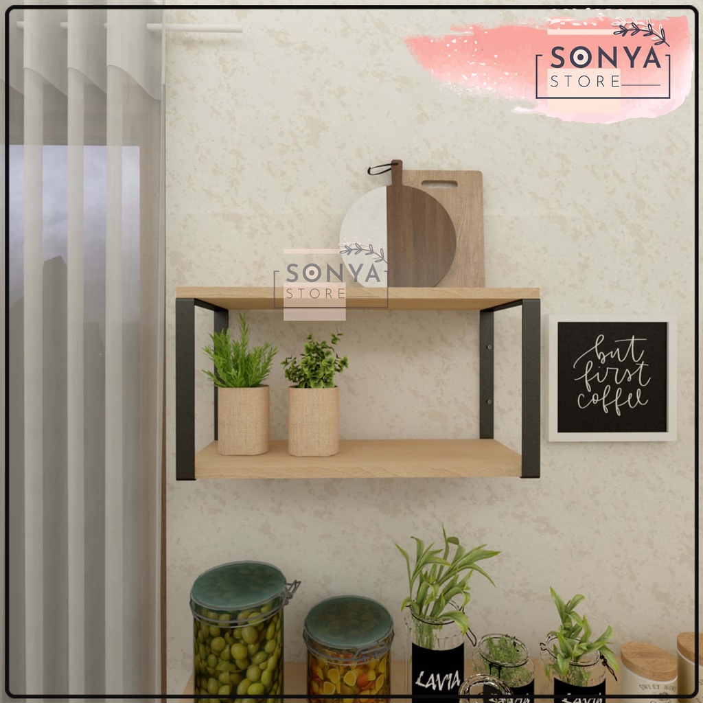 Jual Rak Bumbu Dapur Dinding Susun Kayu Gantung Kitchen Set Rak Hiasan ...