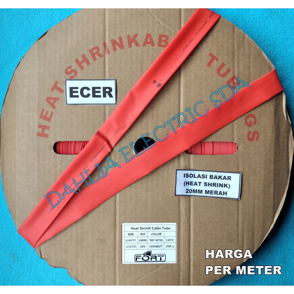 Jual ISOLASI BAKAR (HEAT SHRINK) 20MM MERAH (PER METER) | Shopee Indonesia