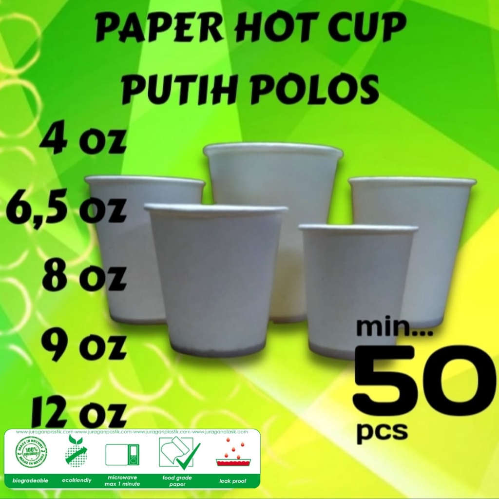 Jual Paper Hot Cup Gelas Cangkir Mug Kertas Kopi Teh Tahan Panas Polos Murah 4 Oz 6,5 Oz 8 Oz 9 ...