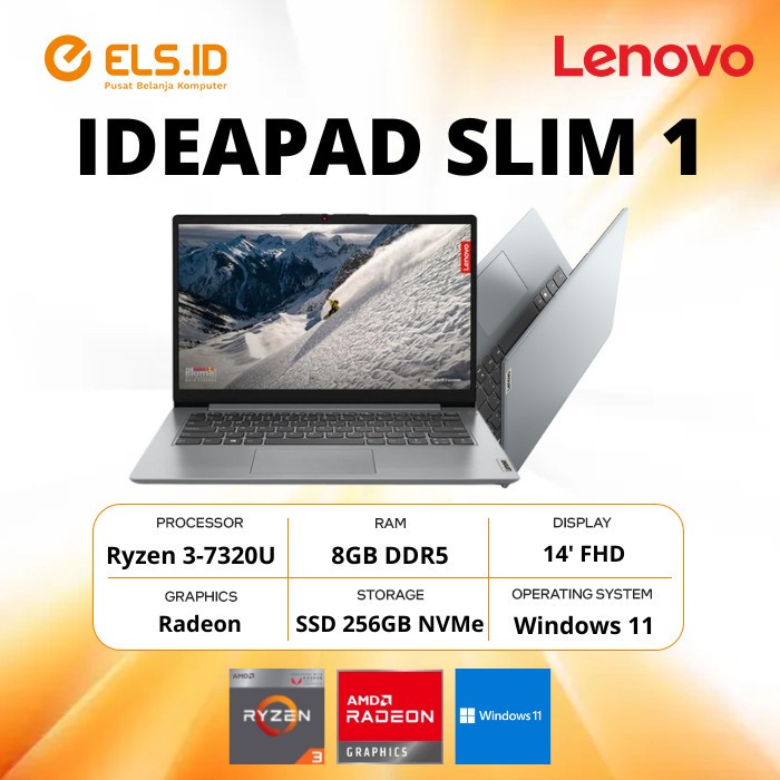 Jual Lenovo IdeaPad Slim 1-14AMN7 3HID Ryzen 3-7320U 8GB SSD 256GB 14' FHD | Shopee Indonesia