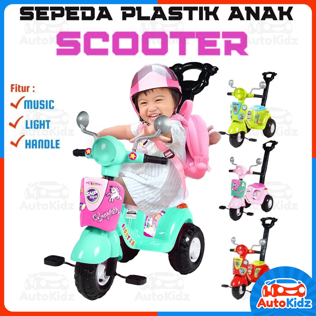 Jual Mainan Anak Motor Scoopy Sepeda Plastik Roda Tiga Dorong Tricycle ...