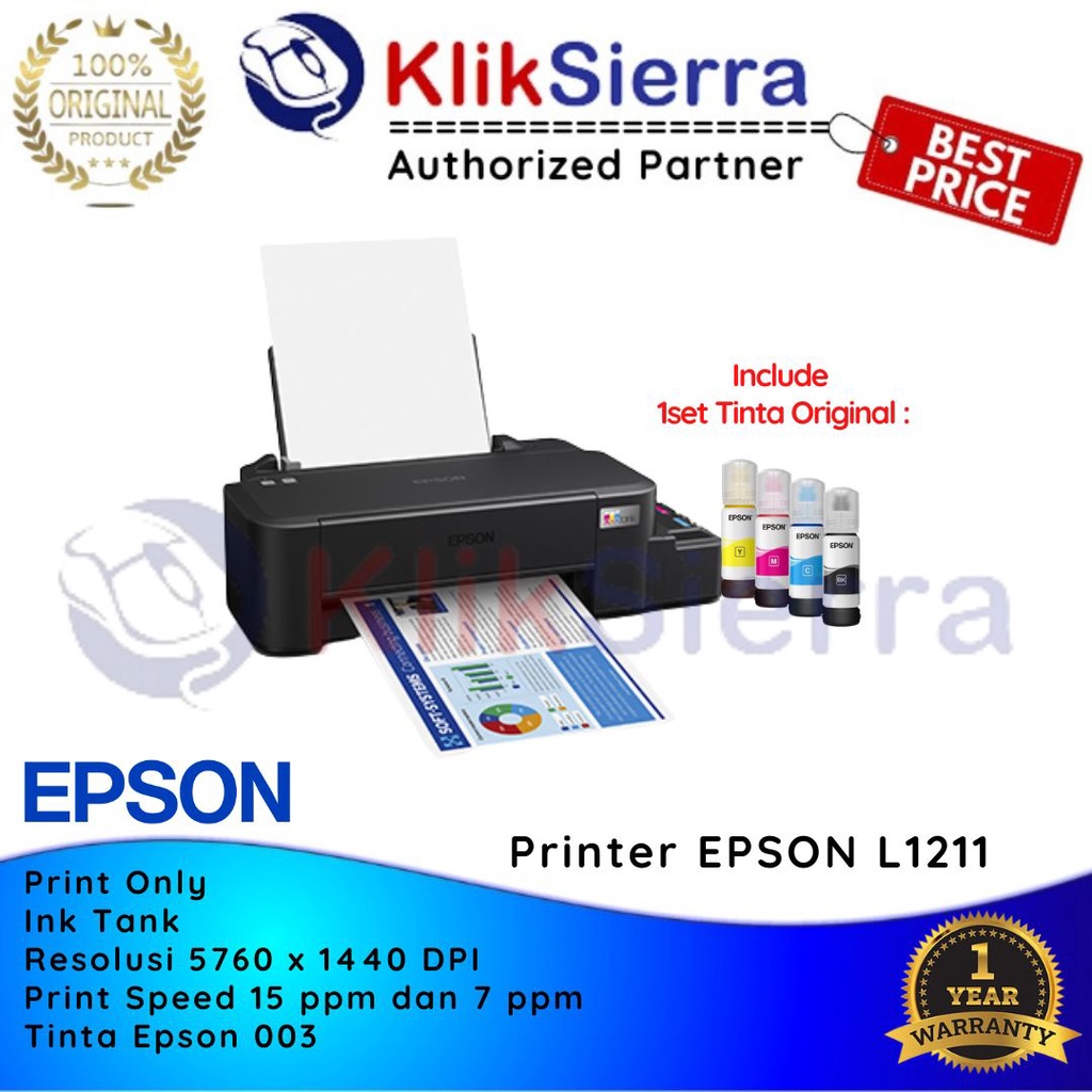 Jual Printer Epson L1211 Ecotank Inktank Print Only Garansi Resmi | Shopee Indonesia