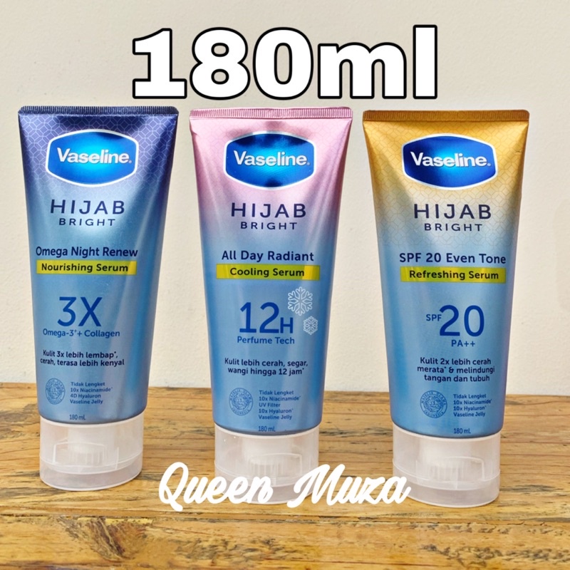 Jual Vaseline hijab bright cooling body serum spf 20 omega night ...