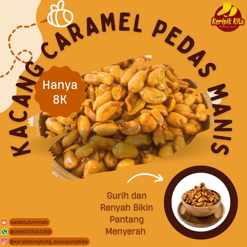 Jual KACANG CARAMEL PEDAS MANIS 100 Gr/ KACANG GULA MERAH/ SNACK ...