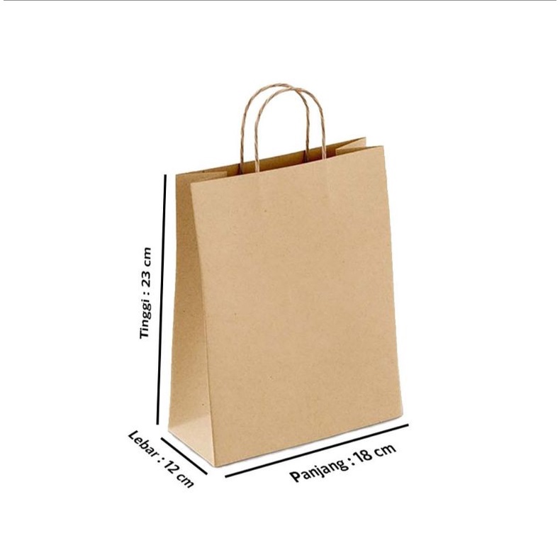 Jual paper bag polos carft ukuran 21x12x18 cm landscape / paper box ...