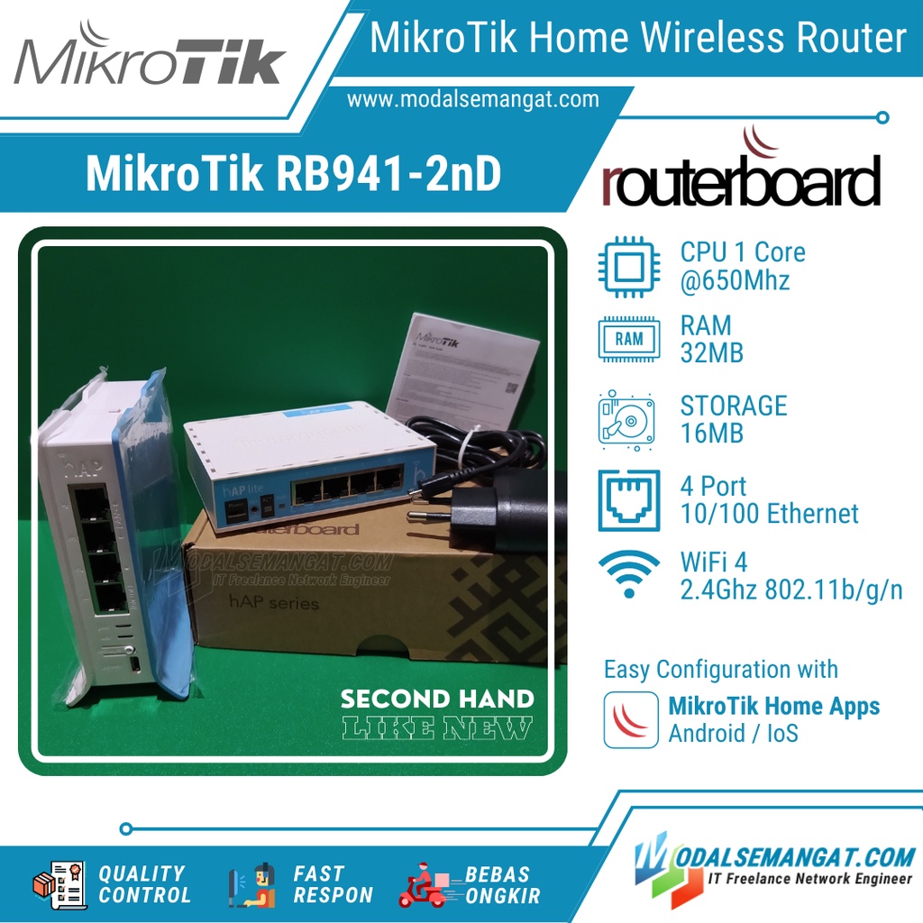 Jual MikroTik Wireless Router RB941-2nD HAP Lite RB 941 2nD | Shopee ...