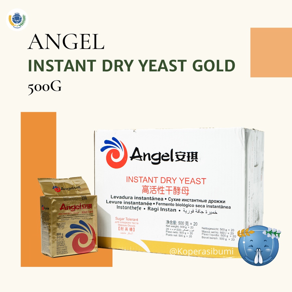 Jual Angel Instant Yeast Gold Ragi isi 20 500gr/ pcs | Shopee Indonesia