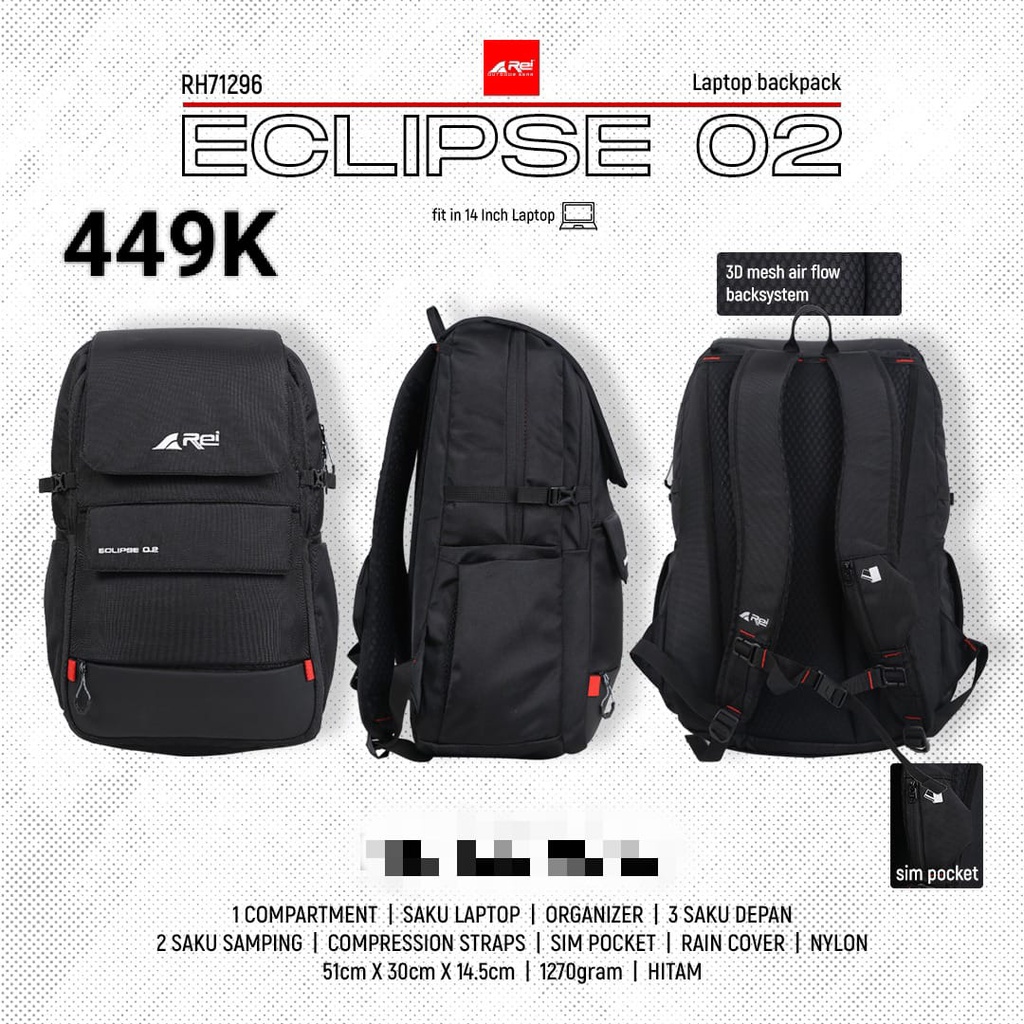 Jual Tas Ransel Rei / Tas Laptop Eclipse 02 30L Arei Outdoorgear ...