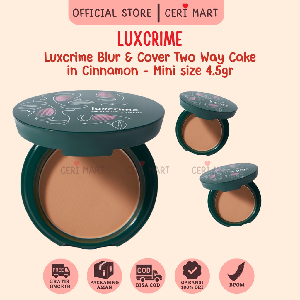 Jual Luxcrime Blur & Cover Two Way Cake in Cinnamon Velvet Matte - Mini ...
