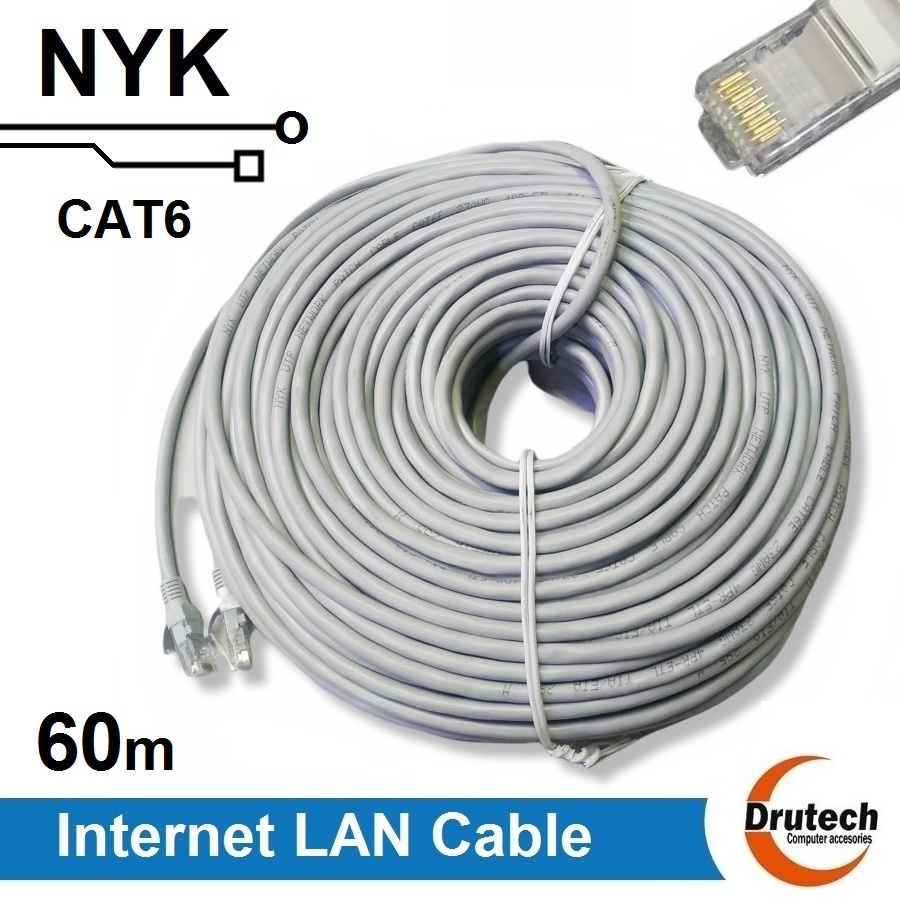 Jual NYK Kabel Lan Cat6 UTP 60m RJ45 Internet Ethernet Cable | Shopee Indonesia