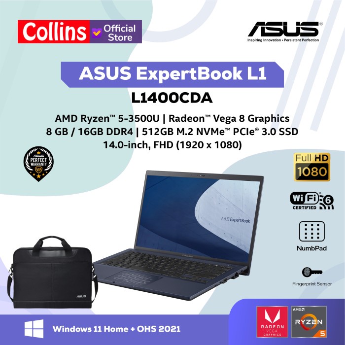 Jual ASUS ExpertBook L1 L1400CDA Ryzen 5-3500U 512G Vega 8 14" FHD W11 ...