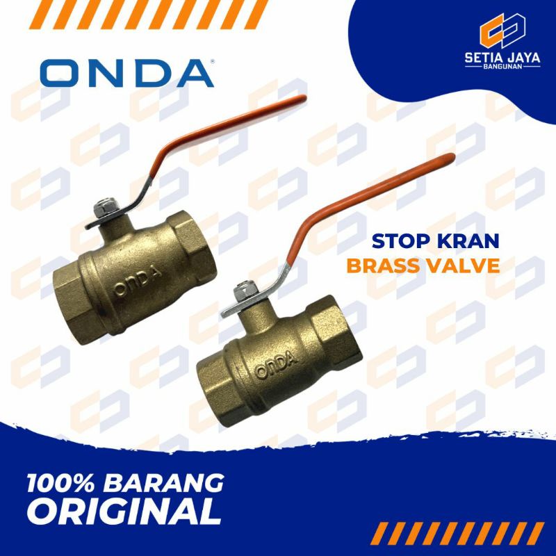 Jual Stop Kran Onda Kuningan Ball Valve 1/2 Inch 1/2Inch 1 Inch 1Inch | Shopee Indonesia