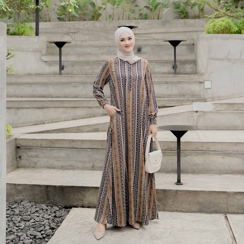 Jual Le Khari Mariska Dress Bahan Rayon Viscose Gamis Homedress Busui Size S-XL | Shopee Indonesia