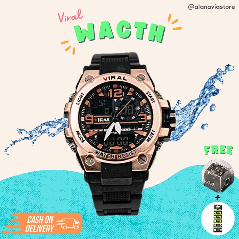 Jual Jam Tangan Pria Viral Digital Original Waterproof Sporty Kekinian ...