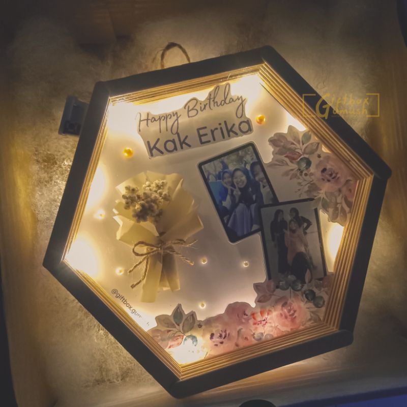 Jual Sticky Frame Hexagonal / kado ultah, anniversary, hari ibu, hari ...