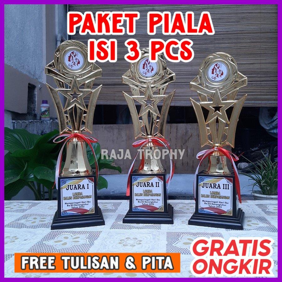 Jual Paket Trophy Piala set juara 123 tropi 217 trp bintang tangga figur | Shopee Indonesia