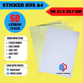Jual STICKER HVS A4 ISI 50 LEMBAR / KERTAS STIKER HVS INKJET DOFF A4 ...