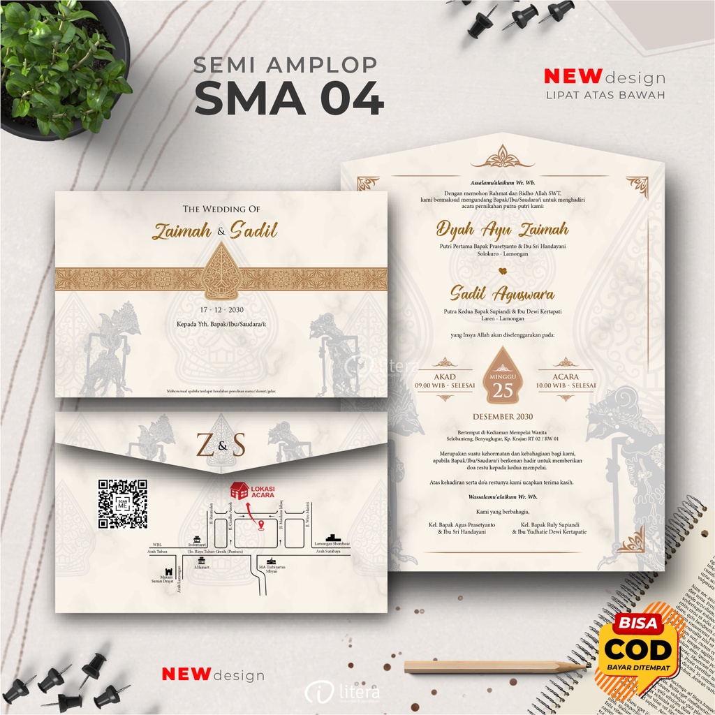 Jual SMA 04 Undangan Nikah Pernikahan Semi Amplop, Kekinian, Floral ...