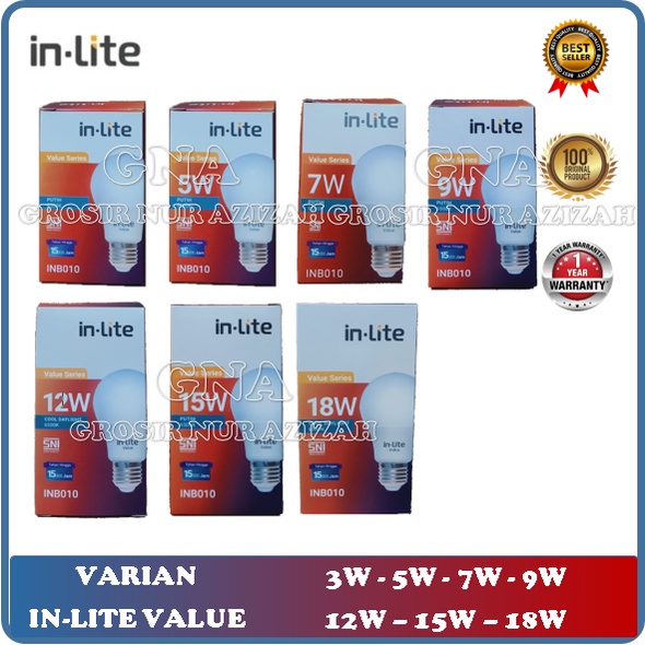 Jual IN-LITE LAMPU LED 3W 5W 7W 9W 12W 15W 18W WATT MURAH BERGARANSI | Shopee Indonesia