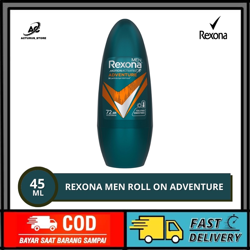 Jual Rexona Men Deodorant Roll On Antiperspirant Adventure 72 Jam Kesegaran Nonstop 45Ml ...