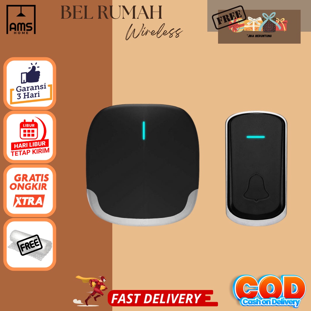 Jual Bel Rumah Wireless Door Bell Waterproof Pintu 1 Receiver Bel Rumah ...